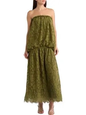 Line & Dot Demeter Strapless Maxi Dress - Olive