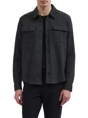 Bugatchi Long Sleeve Knit Button Down Shirt - Black