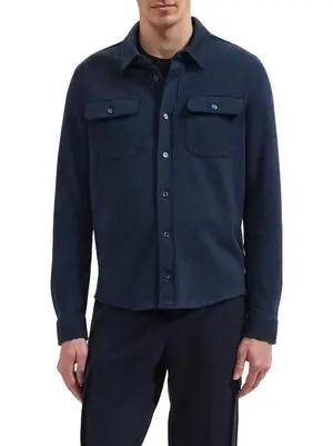 Bugatchi Long Sleeve Knit Button Down Shirt - Navy