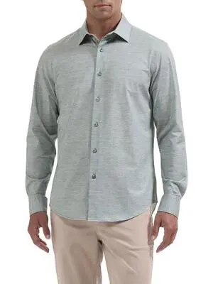 Bugatchi James Ooohcotton® Heathered Button-up Shirt Avocado