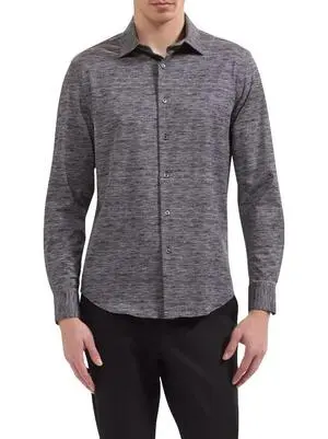 Bugatchi James Ooohcotton® Heathered Button-up Shirt Black