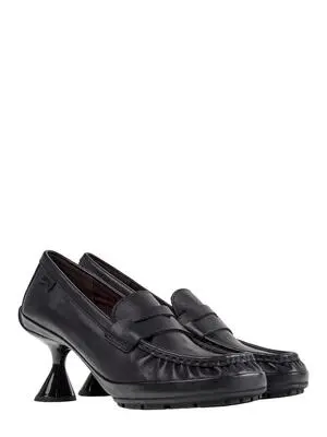 Camper Leather Moccasin Pump - Black
