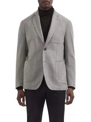 Bugatchi Wool Blend Sport Coat With Notched Lapels - Grey Stone
