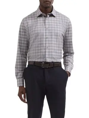 Bugatchi James Ooohcotton® Plaid Print Button-up Shirt - Platinum