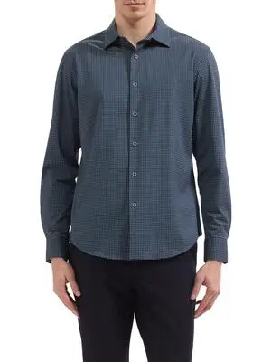 Bugatchi James Ooohcotton Stretch Button Up Shirt - Navy
