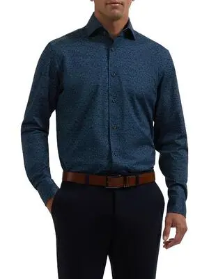 Bugatchi Devon Ooohcotton® Print Button-up Shirt - Navy