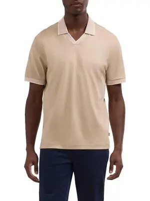 Bugatchi Pima Cotton Johnny Collar Polo - Sand