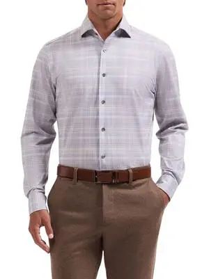 Bugatchi Devon Ooohcotton® Plaid Button-up Shirt - Sand