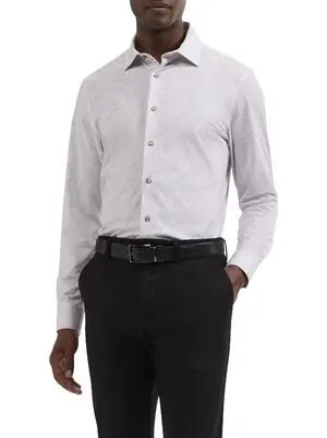 Bugatchi James Ooohcotton® Print Button-up Shirt - Platinum