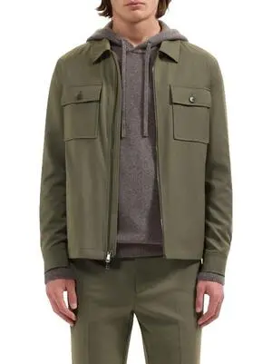 Bugatchi Travel Tech Shirt Jacket - Olive