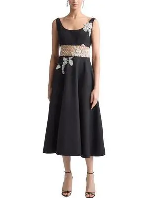 Oscar De La Renta Crystal Embellished Cocktail Dress - Black/silver
