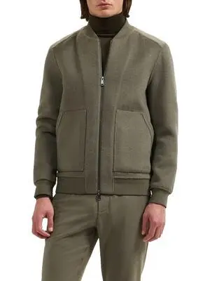 Bugatchi Wool Blend Bomber Jacket - Olive