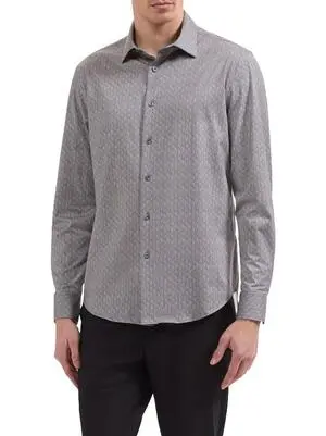 Bugatchi James Ooohcotton Tech Long Sleeve Button Up Shirt Cement