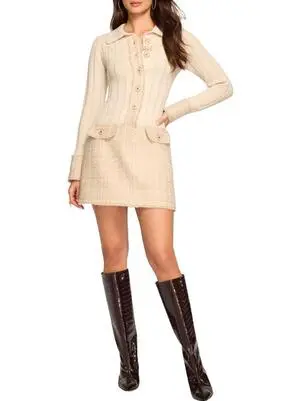 Ramy Brook Ellen Lurex Tweed Long Sleeve Minidress - Bone