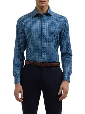 Bugatchi James Ooohcotton Print Shirt - Navy