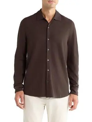 Robert Barakett Sorrell Long Sleeve Knit Shirt Espresso