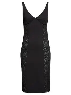 Stella McCartney Lace Trim Stretch Cady Cocktail Dress - Black