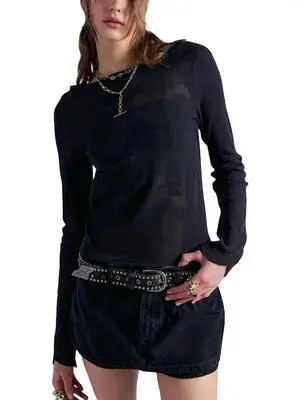 Free People Delilah Long Sleeve T-shirt Black
