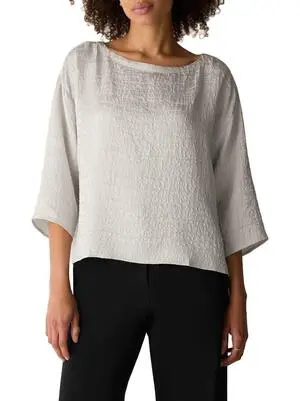 Eileen Fisher Silk Boxy Top - Plaster