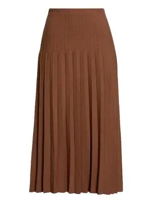 Staud Lena Pleated Knit Maxi Skirt - Cigar