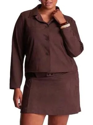 ESTELLE Rowan Faux Suede Shirt Jacket - Chestnut