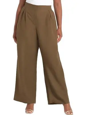 ESTELLE Katrina High Waist Pleated Wide Leg Pants - Fern