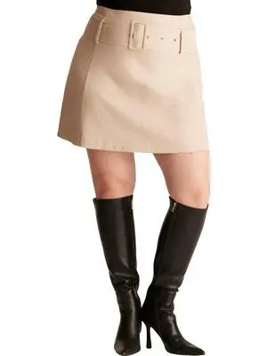 ESTELLE Rowan Belted A-line Mini Skirt - Bone