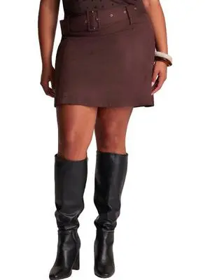 ESTELLE Rowan Belted A-line Mini Skirt - Chestnut