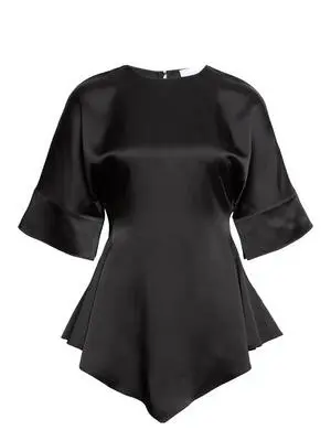 Stella McCartney Flared Satin Top - Black