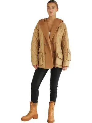 BELLE & BLOOM Only You Quilted Utility Jacket - Camel