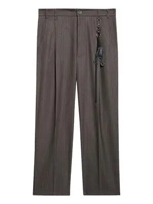 SONG FOR THE MUTE Loose Fit Pleated Flannel Pants - Charcoal