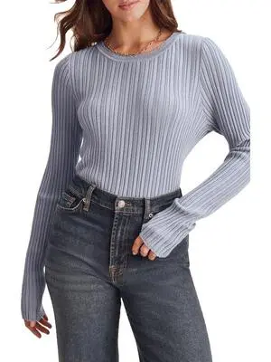 Splendid Georgie Pointelle Sweater - Blue Mist