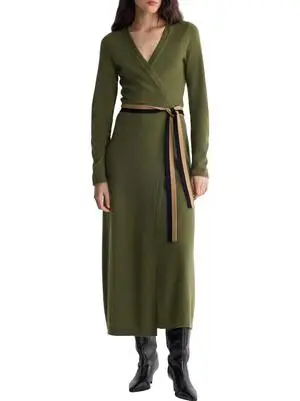 Diane Von Furstenberg Bellina Merino Wool & Cashmere Sweater Dress - Pesto