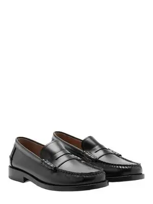 Mango Leather Penny Loafers - Black