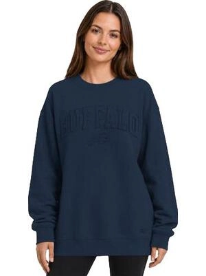 STARTER STARTER Buffalo Bills Athleisure Oversized Fleece Sweatshirt Navy