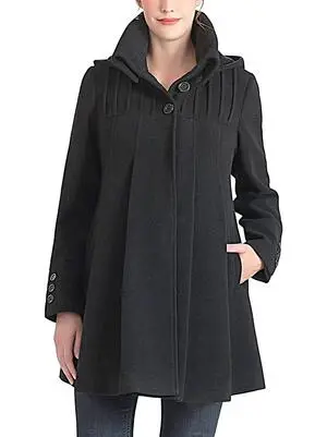 KIMI + KAI Aela Maternity A-line Hooded Wool Coat - Black