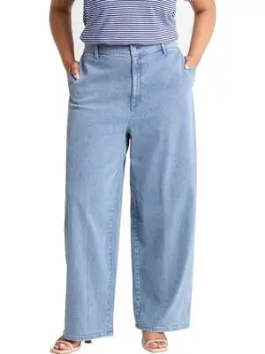 Eileen Fisher High Waist Wide Leg Jeans - Cloud Indigo