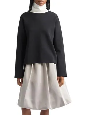 LII LII Contrast Jersey Turtleneck Top Black/white