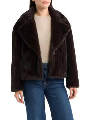 Bernardo Striped Faux Fur Coat - Brown