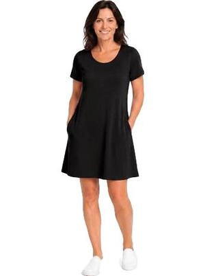 CITY THREADS USA-MADE City Threads Soft 100% Supima Cotton Pocket Cover-up Dress - Black