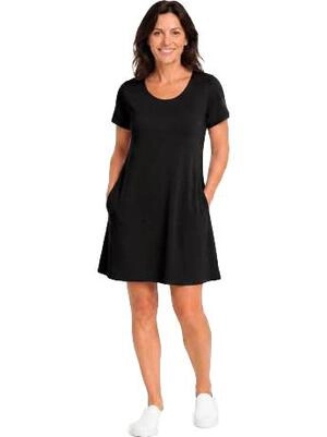 CITY THREADS USA-MADE City Threads Soft 100% Supima Cotton Pocket Cover-up Dress - Black
