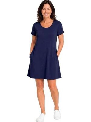 CITY THREADS USA-MADE City Threads Soft 100% Supima Cotton Pocket Cover-up Dress - Navy