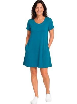 CITY THREADS USA-MADE City Threads Soft 100% Supima Cotton Pocket Cover-up Dress - Teal