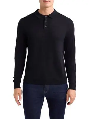 Nordstrom Washable Merino Wool Polo Sweater Black