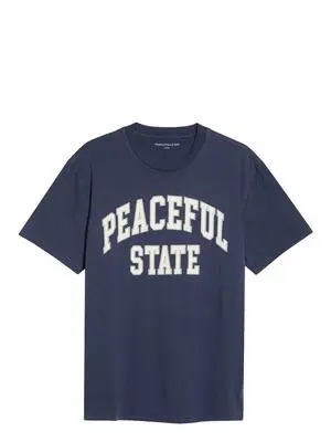 MUSEUM OF PEACE & QUIET Peaceful Cotton Graphic T-shirt - Navy