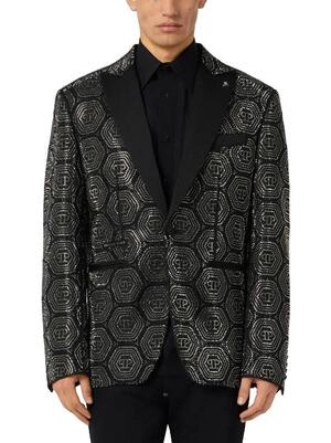 Philipp Plein Lord Fit Blazer Bling Monogram - Black