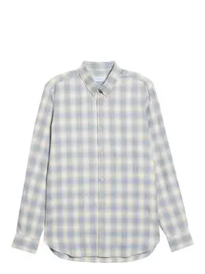 Boglioli Plaid Flannel Button-down Shirt - Beige/light Blue