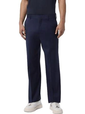 BILLIONAIRE Wool Loose Fit Trousers - Navy