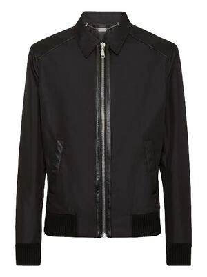 BILLIONAIRE Bomber Jacket With Leather Details - Black