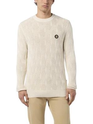 BILLIONAIRE Wool Silk Roundneck Pullover With Braids And Stud Detail - Offwhite